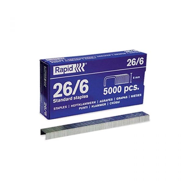 RAPID GRAPAS 26/6 – CAJA X 5000 UNID. – P/ 2-25 HOJAS – Infofar System