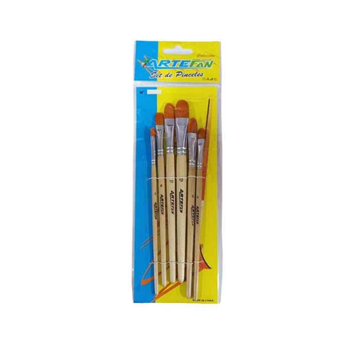 ARTEFAN PINCEL PUNTA LENGUA DE GATO - SET X 6 UNID. - Infofar System
